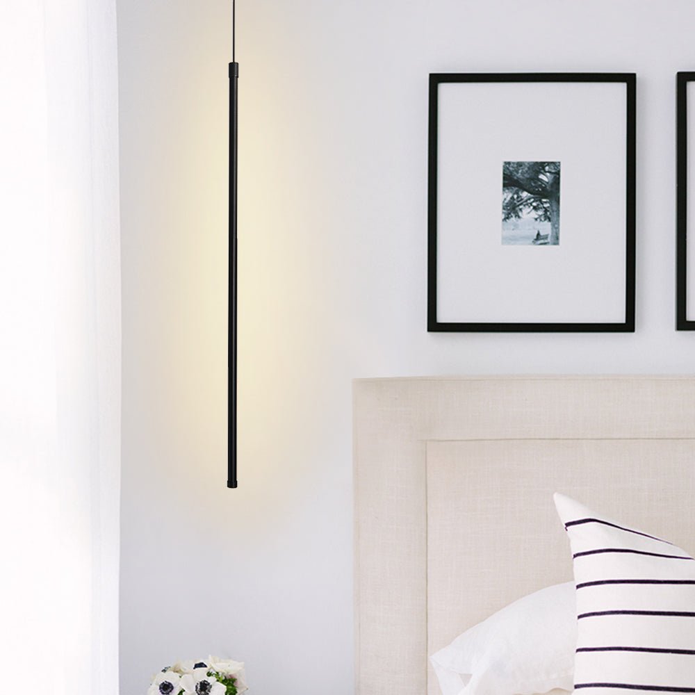 Moderne zwarte LED slanke strip hanglamp