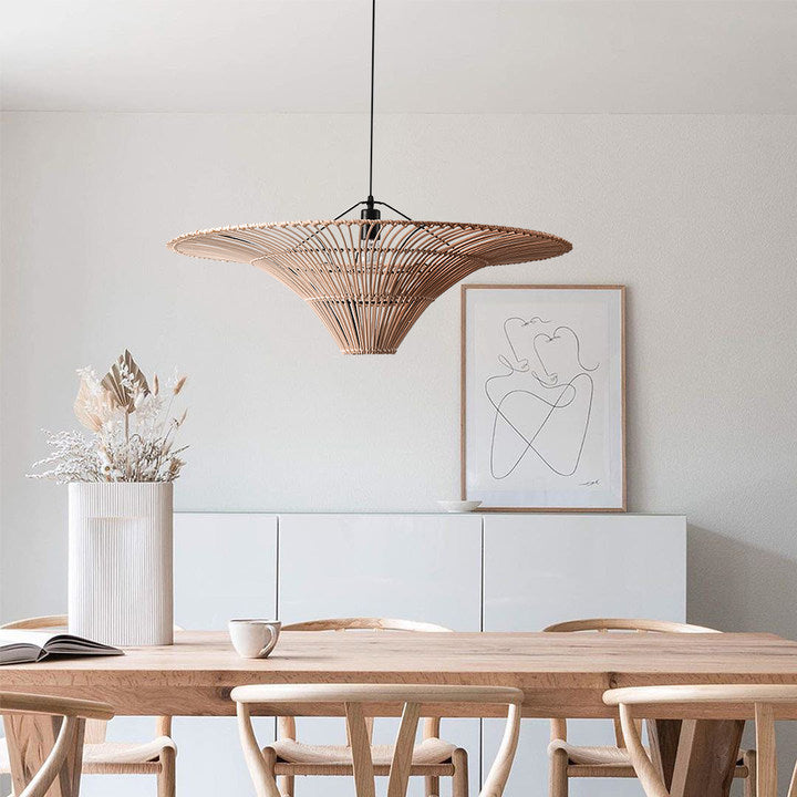 Viallet Plate Rattan Pendelleuchte